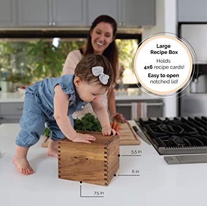 Recipe Box with Cards and Dividers 4x6 - Wooden Recipe card box set ...